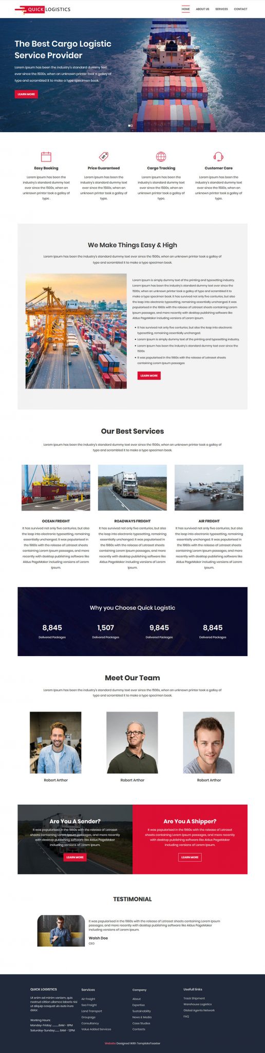 Quick Logistics – Transport & Logistic Services HTML Website Template ...